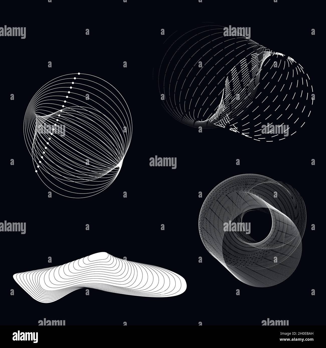 Generative art set. Abstract shapes. Elements modern circle design ...