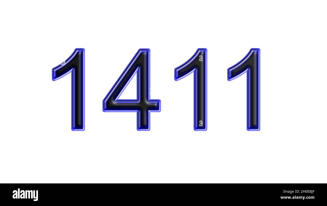 blue 1411 number 3d effect white background Stock Photo - Alamy