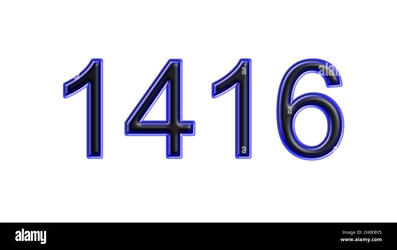 blue 1416 number 3d effect white background Stock Photo - Alamy