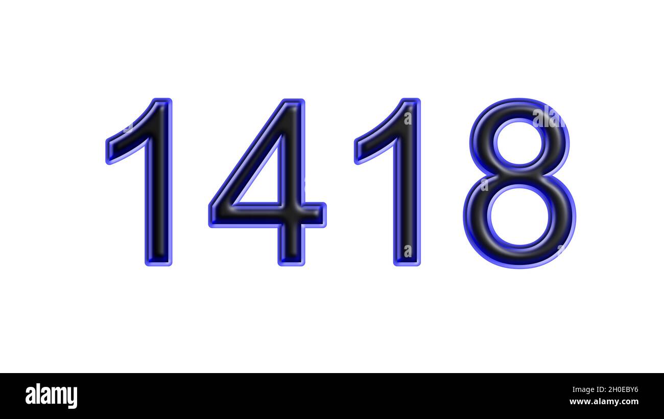 blue 1418 number 3d effect white background Stock Photo - Alamy