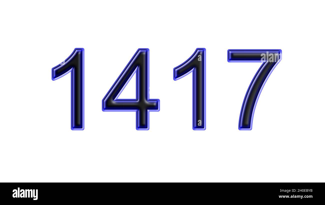 blue 1417 number 3d effect white background Stock Photo - Alamy