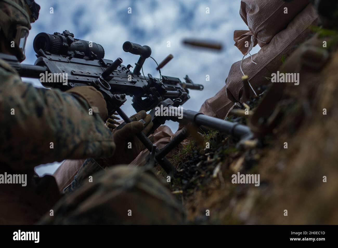 U.S. Marine Corps Lance Cpl. Christopher Jaco, a machine gunner with ...