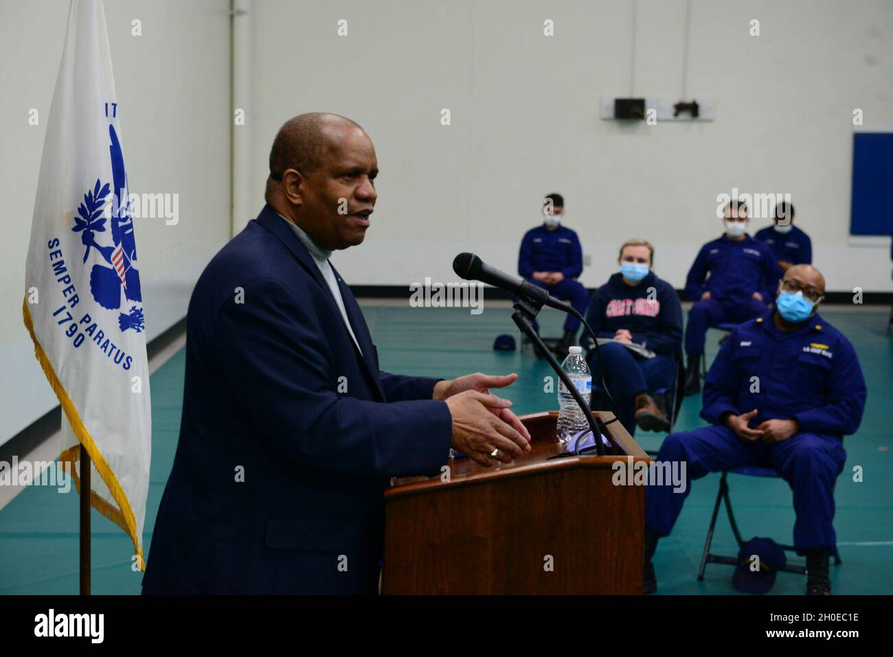 Retired Master Chief Petty Officer Vincent Patton gives a speech on his ...