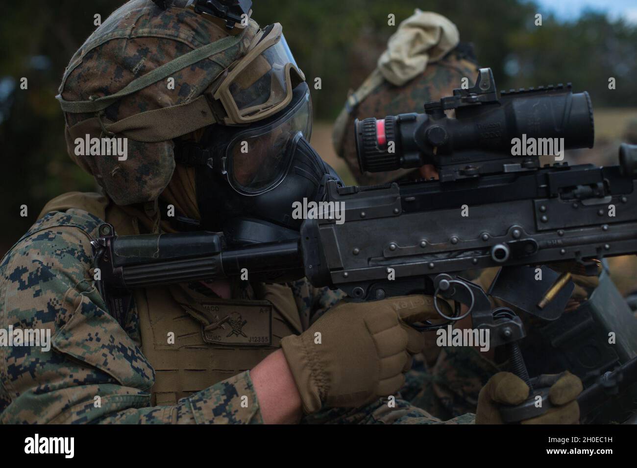 U.S. Marine Corps Lance Cpl. Christopher Jaco, a machine gunner with ...