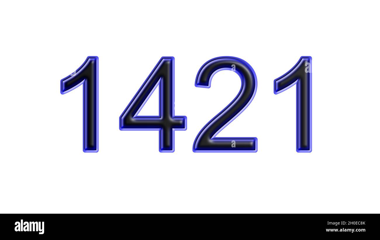 blue 1421 number 3d effect white background Stock Photo - Alamy