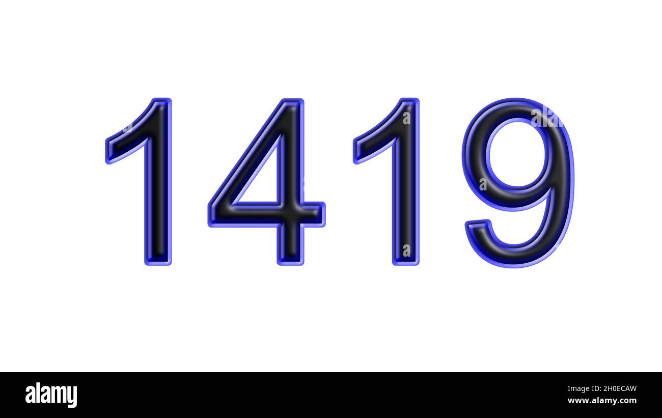 blue 1419 number 3d effect white background Stock Photo - Alamy