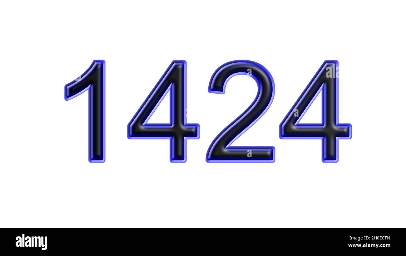 blue 1424 number 3d effect white background Stock Photo - Alamy