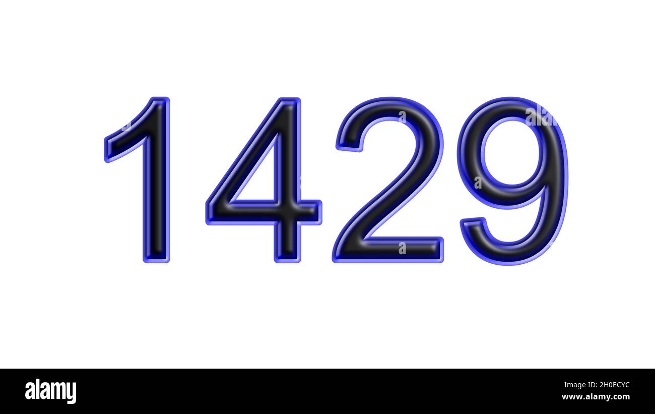 blue 1429 number 3d effect white background Stock Photo - Alamy