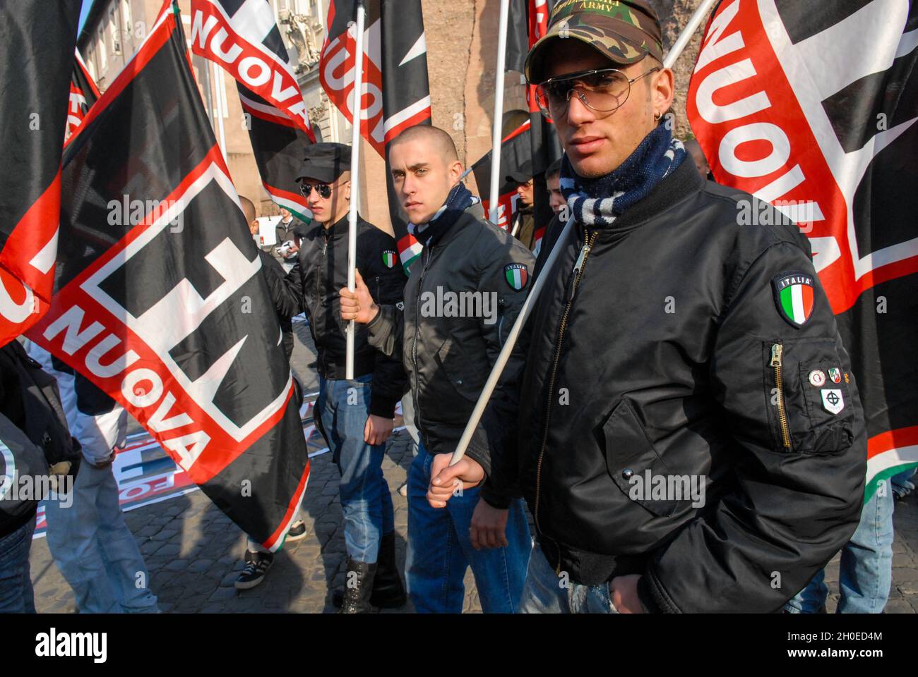 Rome, Italy, 01/12/2006: Student demonstration organized by Forza Nuova ...