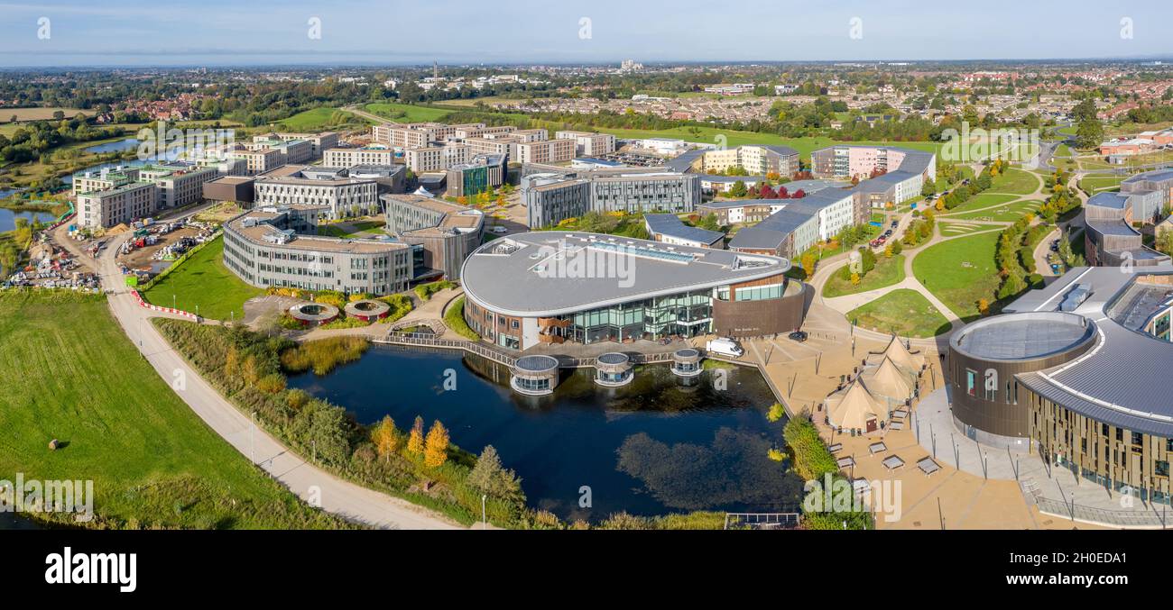 UNIVERSITY OF YORK, YORK, UK - OCTOBER 11, 2021. An aerial view of the ...