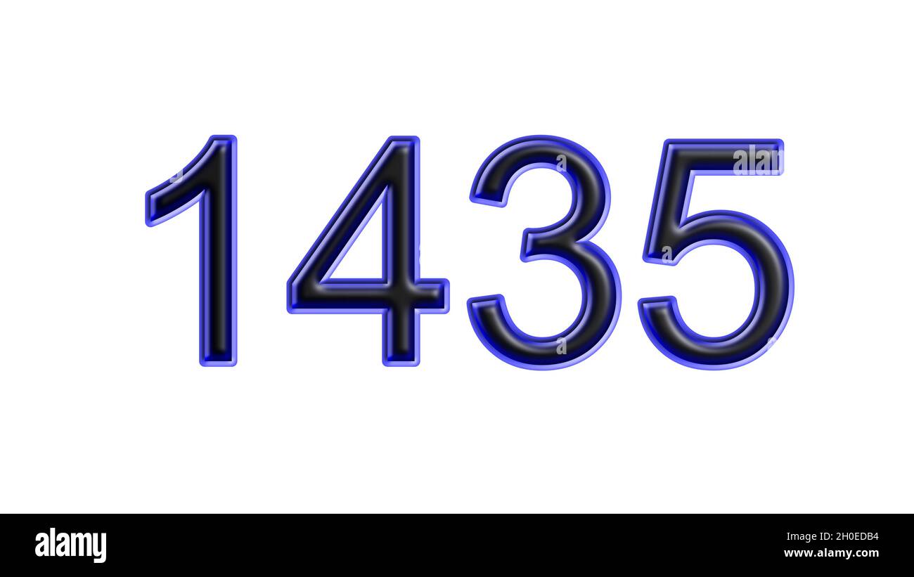blue 1435 number 3d effect white background Stock Photo - Alamy