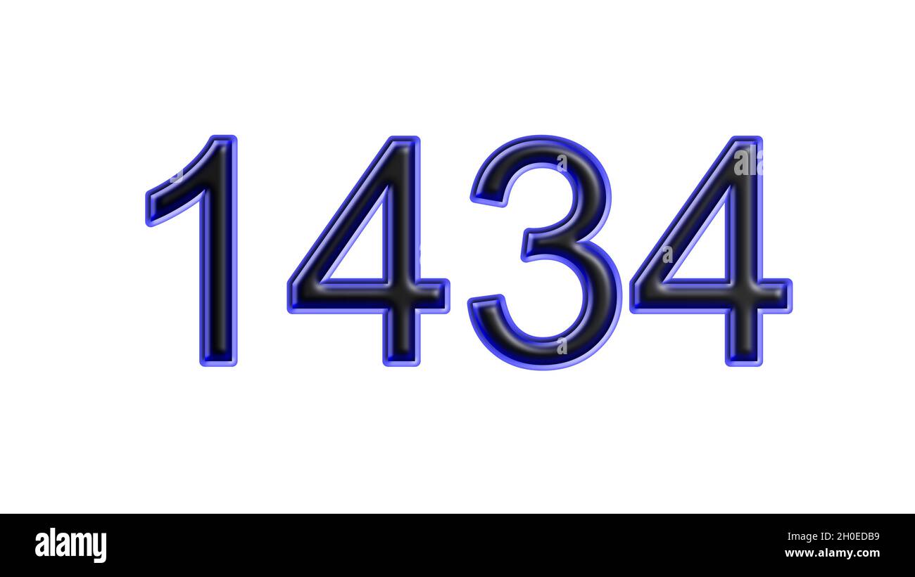 blue 1434 number 3d effect white background Stock Photo - Alamy