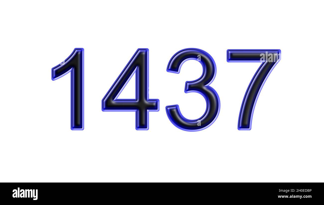 blue 1437 number 3d effect white background Stock Photo - Alamy