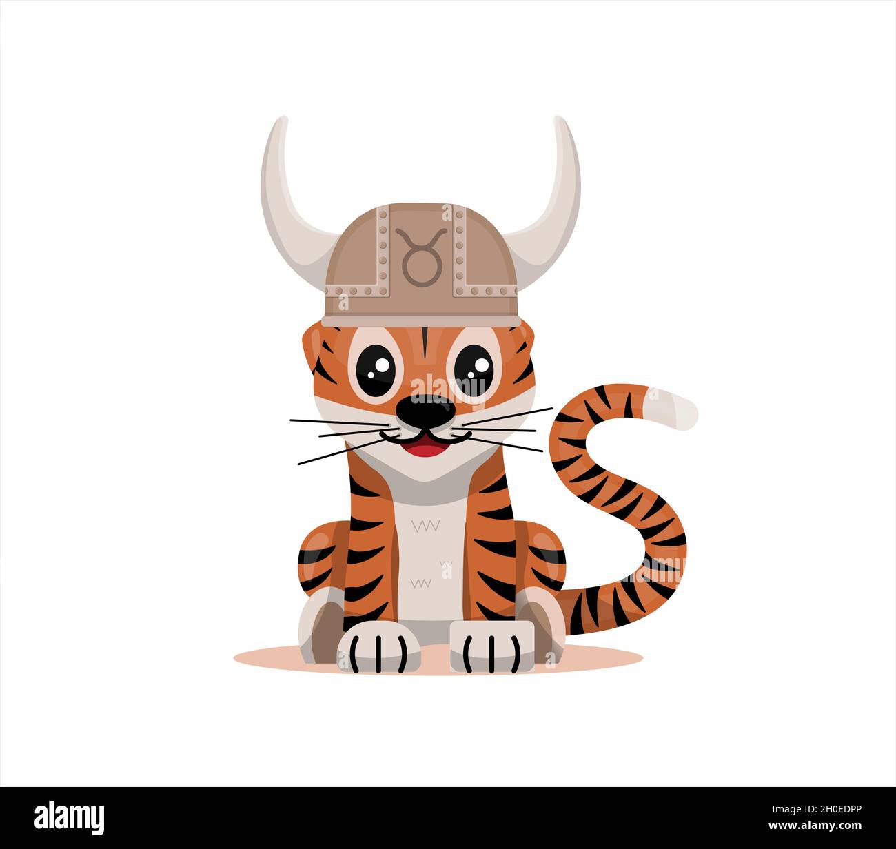 Tiger cub with taurus zodiac sign Astrological sign icon Vector cartoon ...