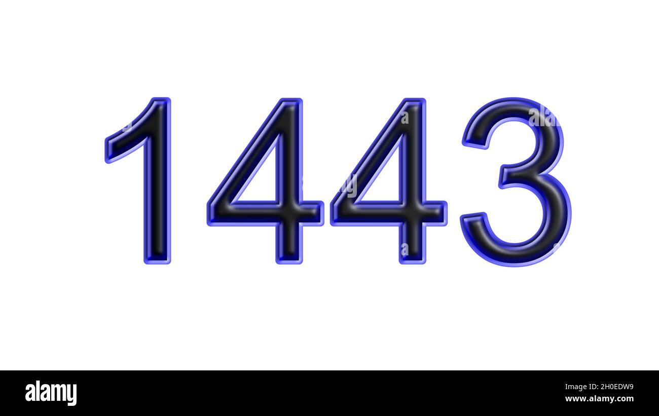blue 1443 number 3d effect white background Stock Photo - Alamy
