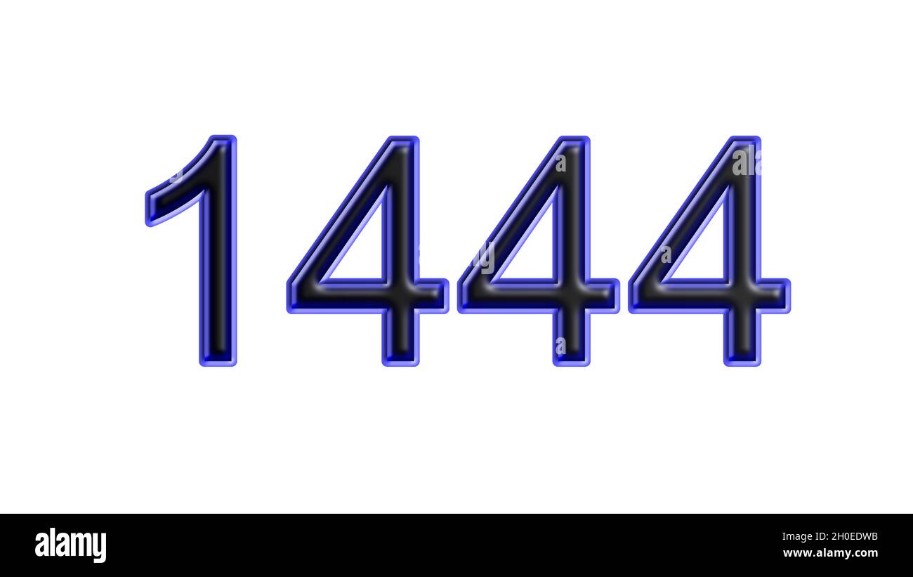 blue 1444 number 3d effect white background Stock Photo - Alamy
