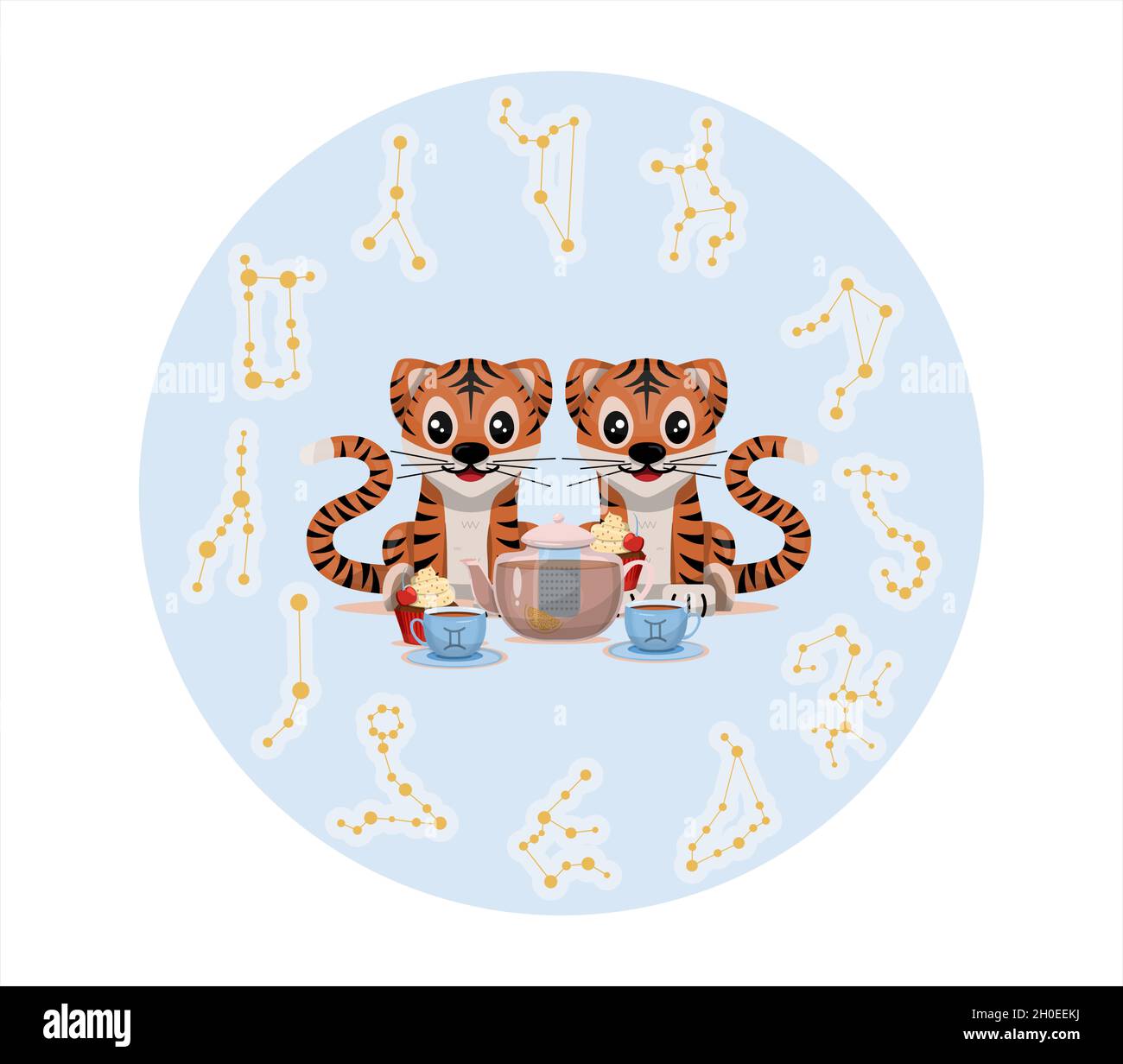 Gemini constellation cartoon illustration hi-res stock photography and ...