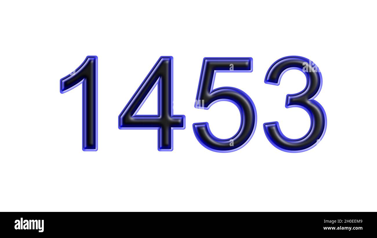 blue 1453 number 3d effect white background Stock Photo - Alamy