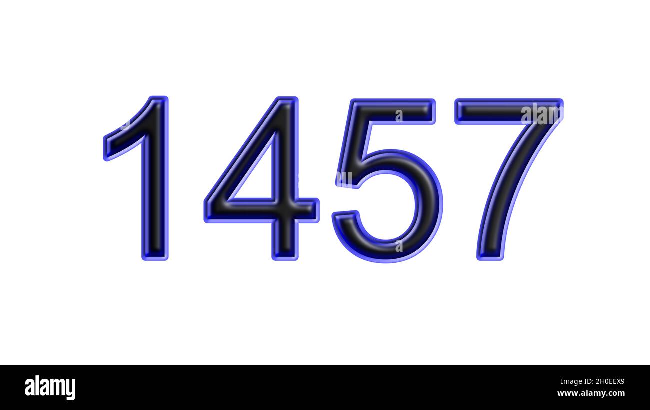 blue 1457 number 3d effect white background Stock Photo - Alamy