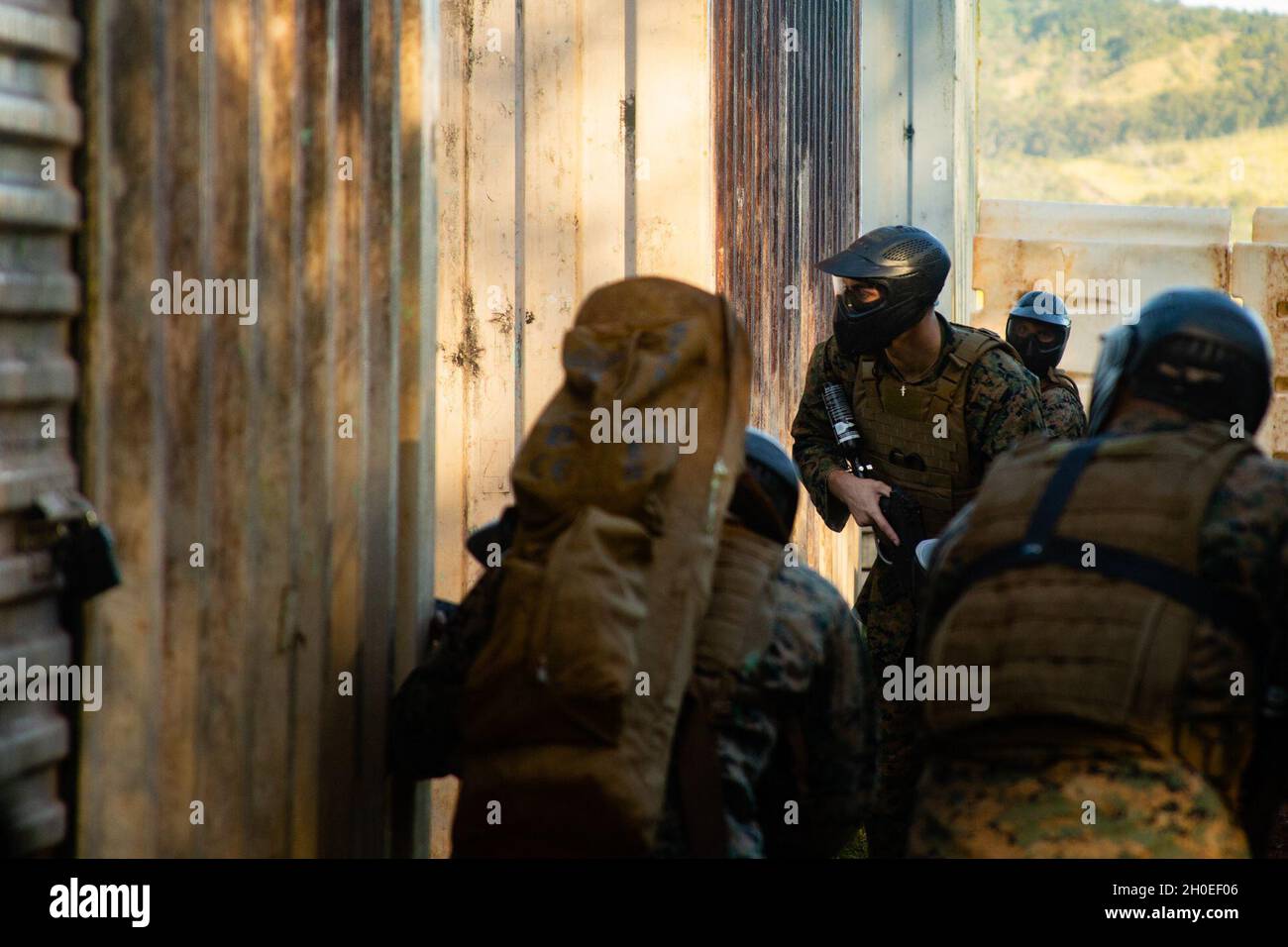 The recovery team engages in a mock firefight during a medical ...