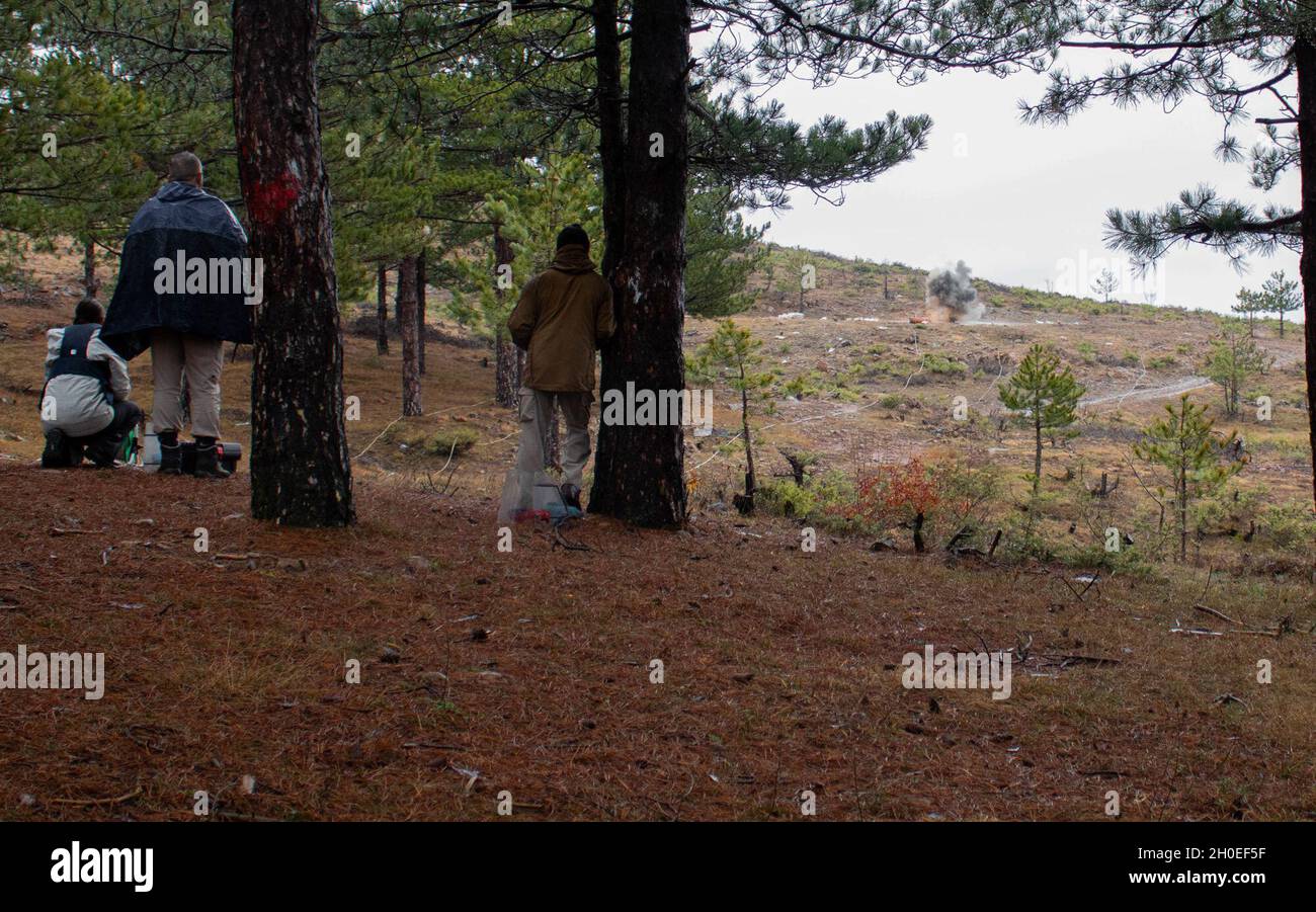 Students with Mine Action Training Kosovo test explosive detonators ...