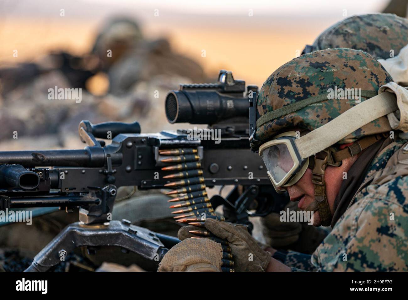 U.S. Marines with 2nd Battalion, 23rd Marines utilize marathon targets ...