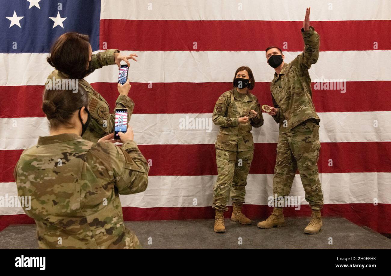 Chief Master Sgt. of the Air Force JoAnne S. Bass, left, poses for a ...
