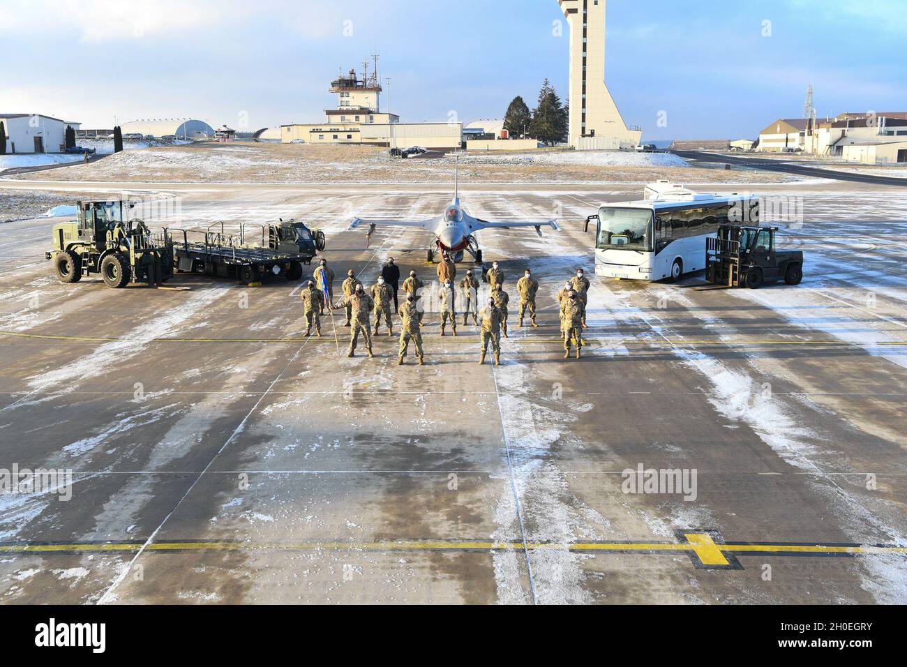 Members of the 52nd Fighter Wing Logistics Readiness Group pose for a ...