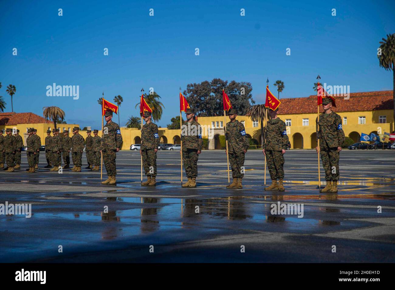 New Marines of India Company, 3rd Recruit Training Battalion, stand in ...