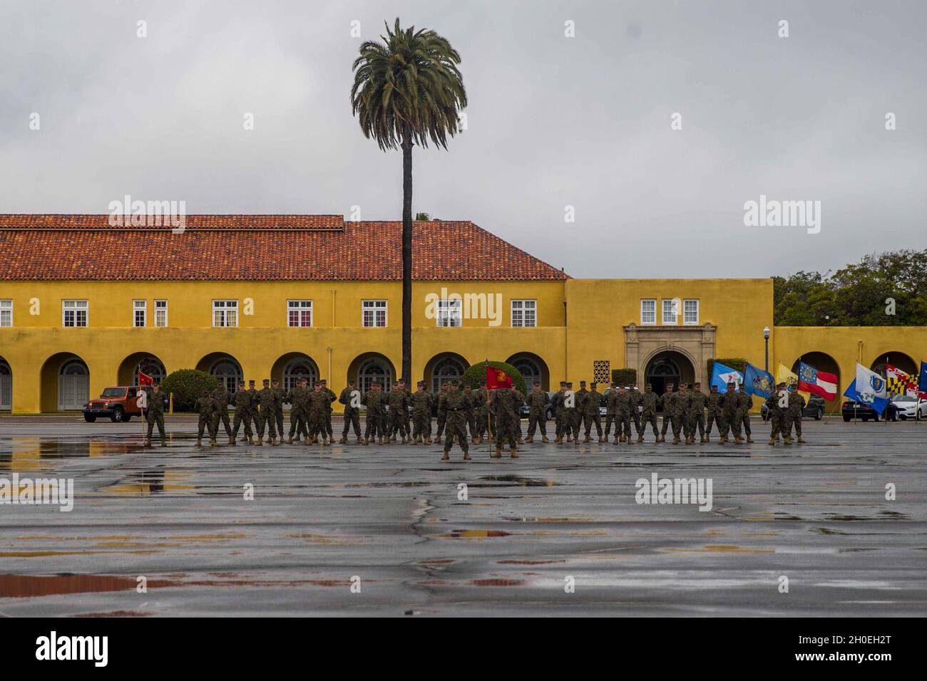 New Marines of India Company, 3rd Recruit Training Battalion, stand in ...