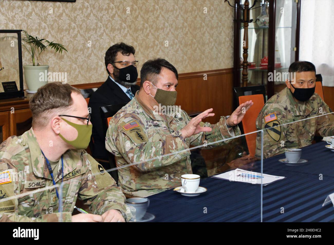 (From left to right) Maj. Aaron Schmutz, U.S. Army Japan liaison ...