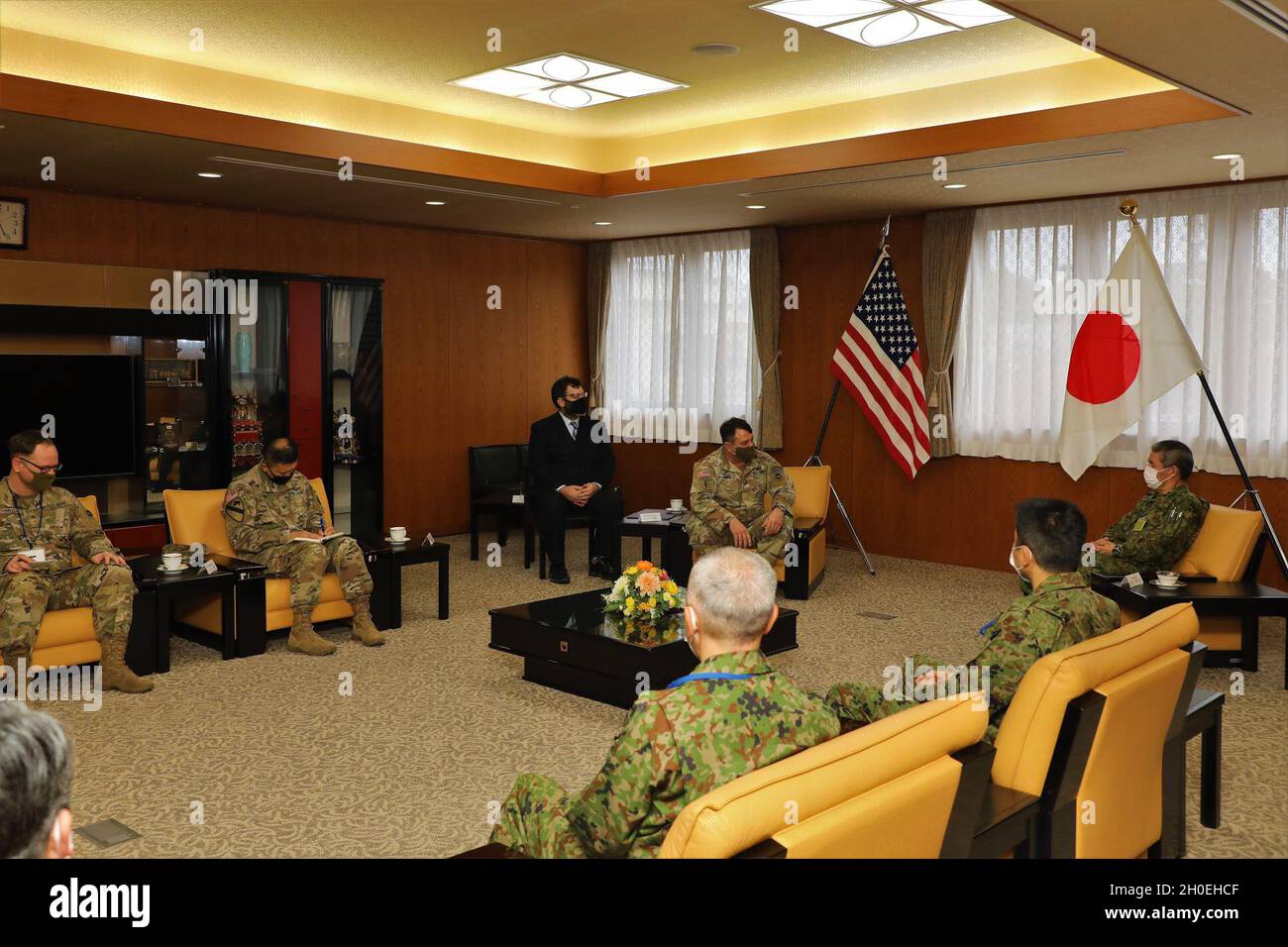 (From left to right) Maj. Aaron Schmutz, U.S. Army Japan liaison ...