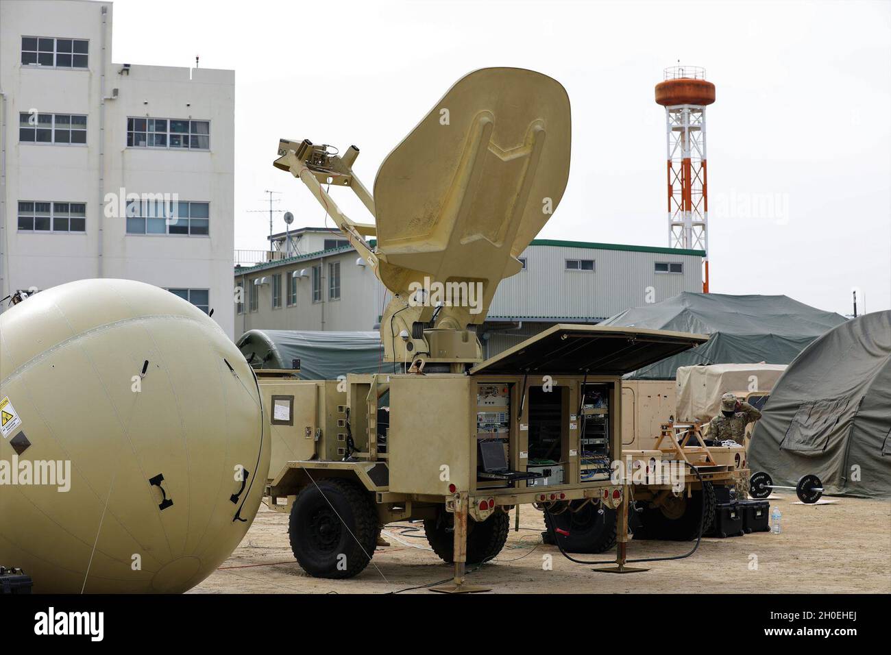 A Satellite Transportable Terminal deployed as part of the Contingency ...