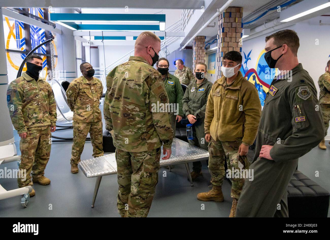 Chief Master Sgt. Chad Bickley, 18th Air Force command chief, speaks ...