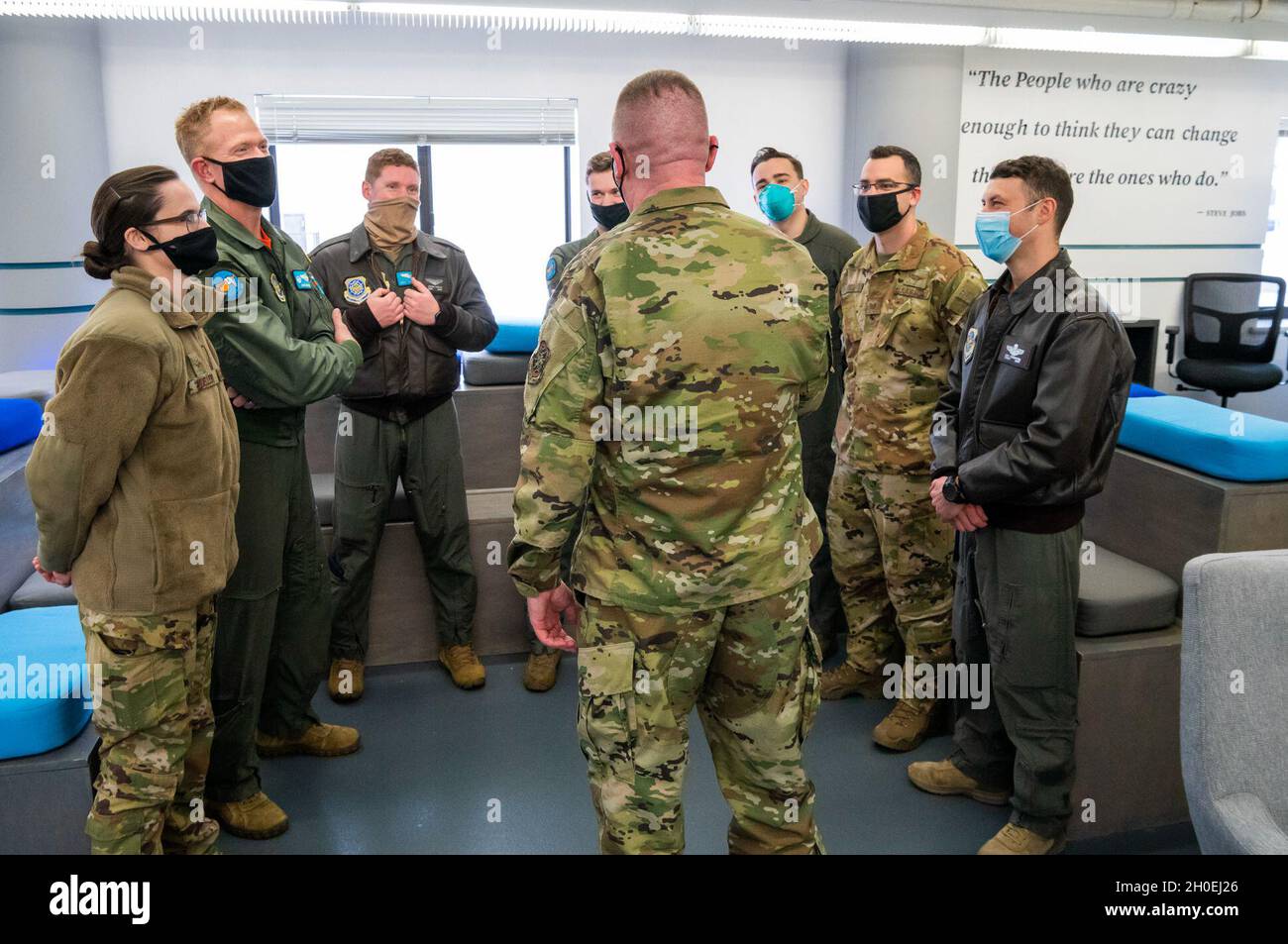 Chief Master Sgt. Chad Bickley, 18th Air Force command chief, speaks ...