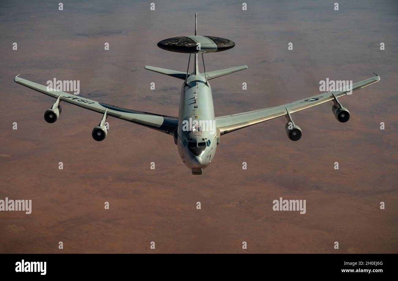 A U.S. Air Force E-3 Sentry, airborne warning and control system (AWACS ...