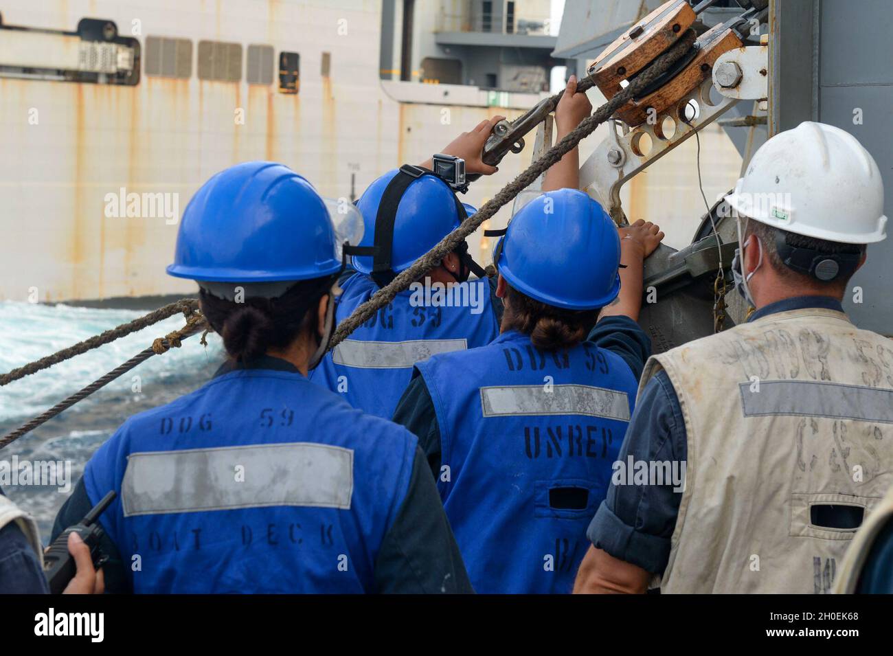 SOUTH CHINA SEA (Feb. 13, 2021) U.S. Sailors aboard the Arleigh Burke ...