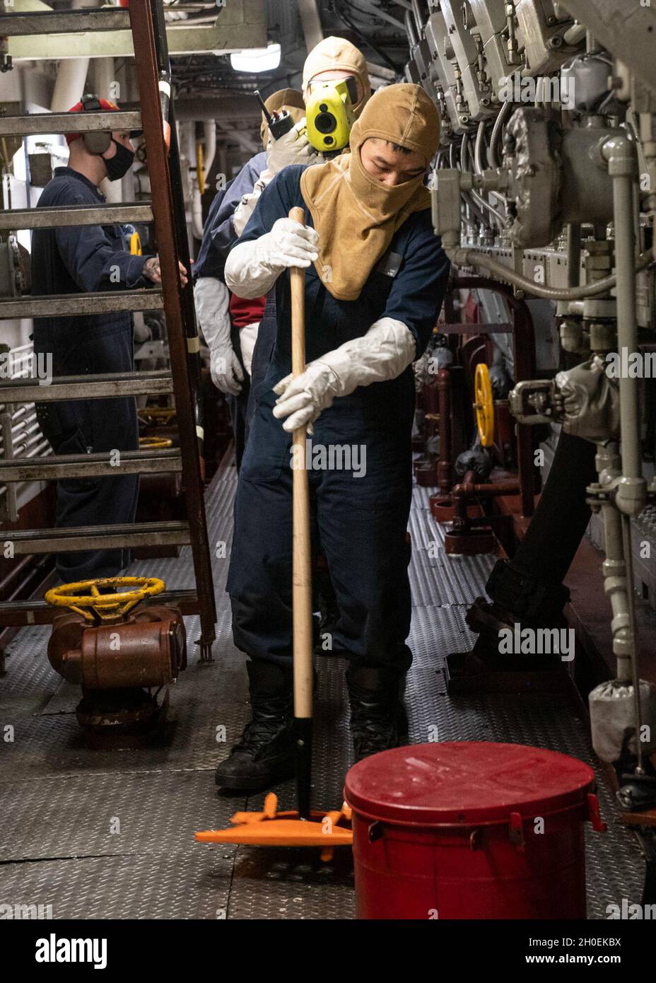 210213-N-FO865-3091 GULF OF OMAN (Feb. 13, 2021) – U.S. Navy Engineman ...