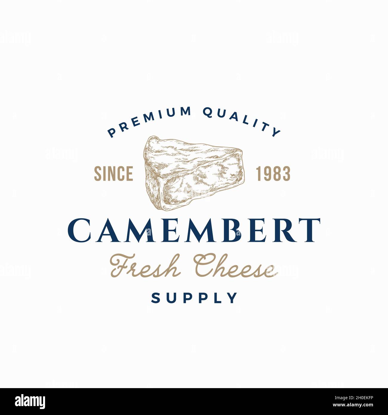 Camembert Abstract Vector Sign, Symbol or Logo Template. Hand Drawn ...