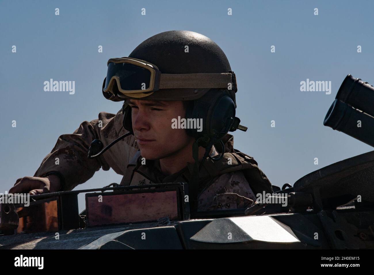 U.S. Marine Corps Lance Cpl. Caleb Parlapaino, a light armored vehicle crewman with Light ...