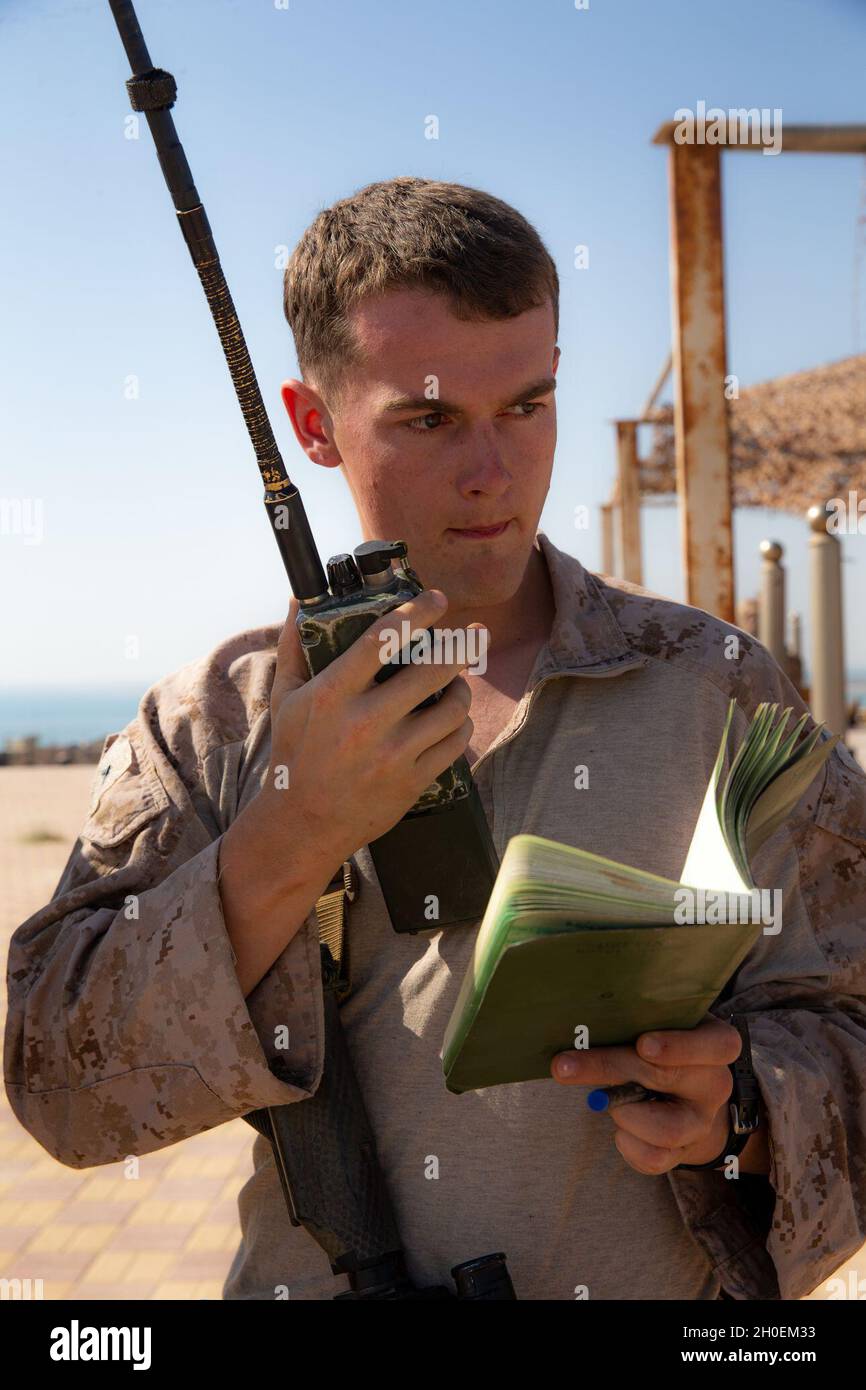 U.S. Marine Corps Pfc. Delton Cochran, a radio operator with Bravo ...