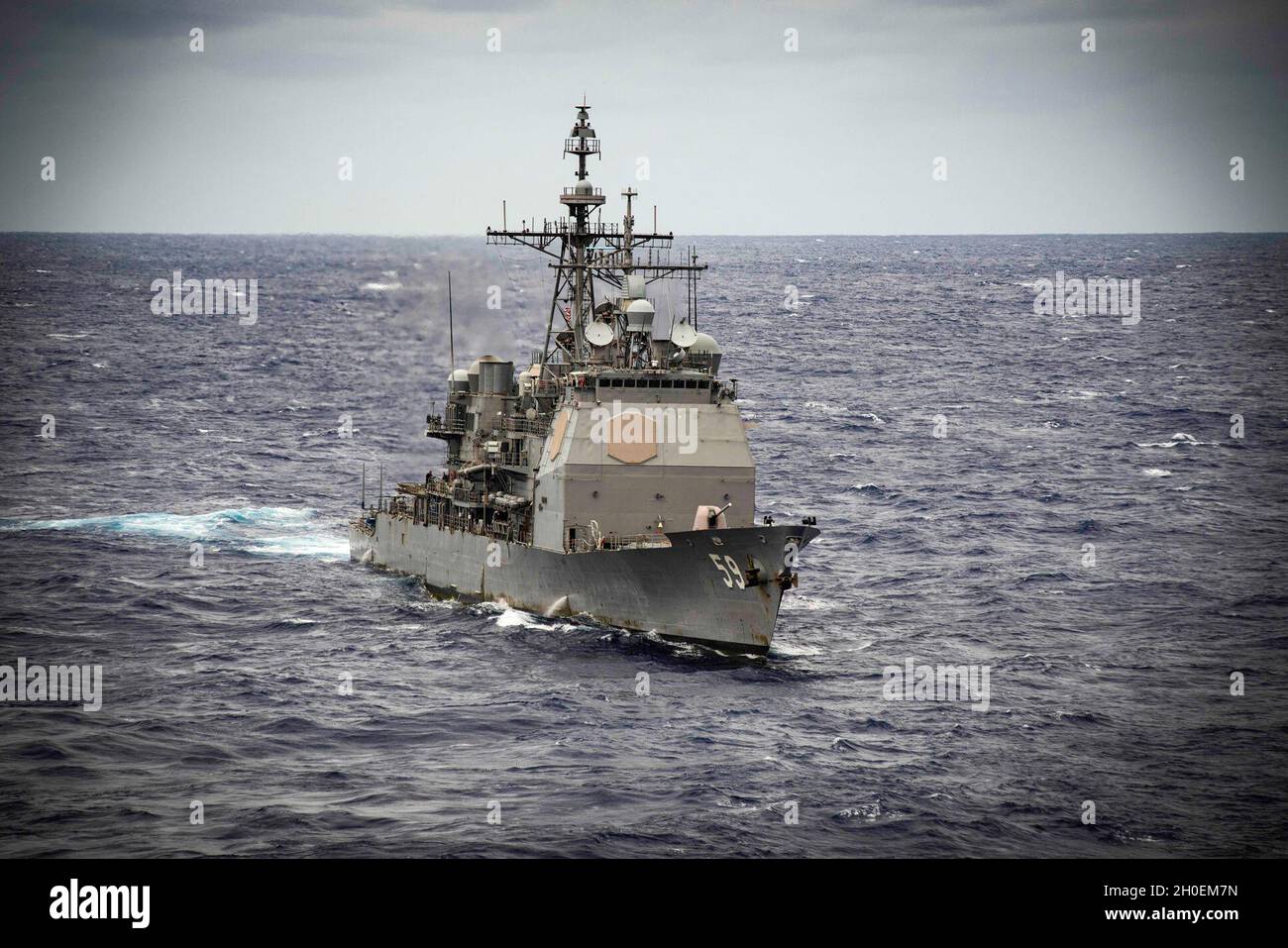 210215-N-FQ453-1007 PACIFIC OCEAN (Feb. 15, 2021) The guided-missile ...