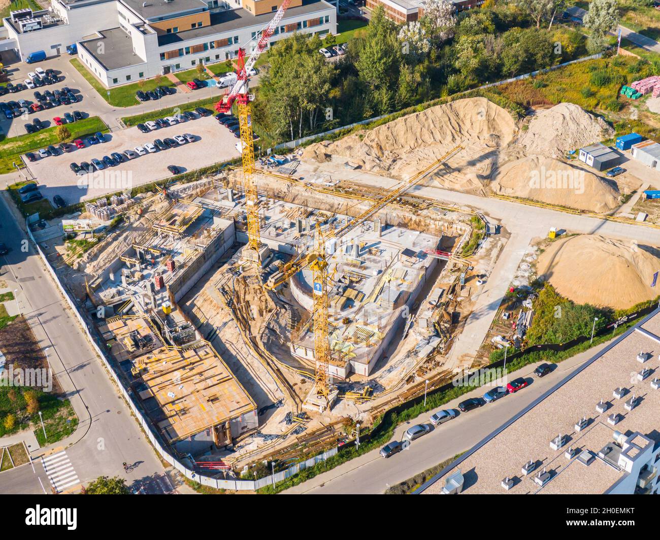 Construction of new apartment buildings in the city residential area ...