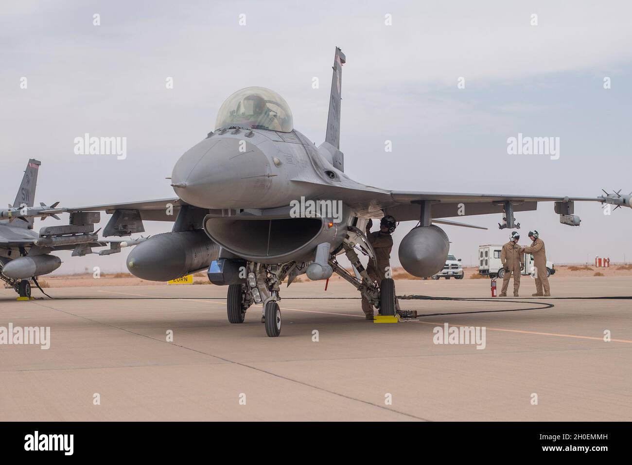 A U.S. Marine with Marine Aerial Refueler Transport Squadron 352 (VMGR ...