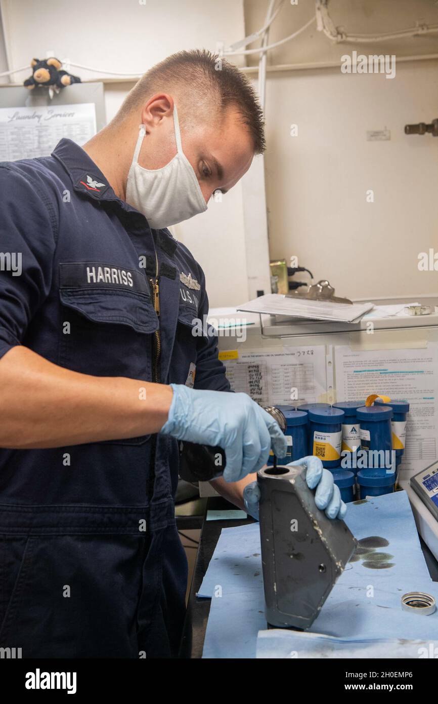 210215-N-FO865-3002 GULF OF OMAN (Feb. 15, 2021) – U.S. Navy Engineman ...