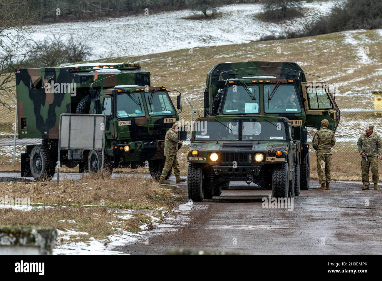 A convoy of support vehicles, assigned to 12th Combat Aviation Brigade ...