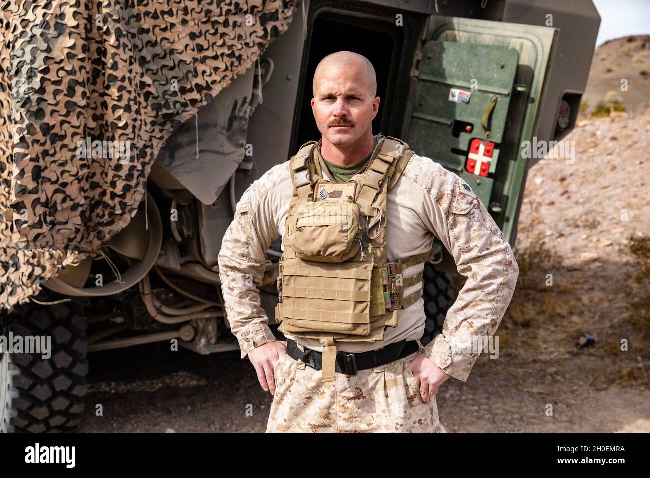 U.S. Marine Staff Sgt. Duane Roberts, an Amphibious Combat Vehicle (ACV ...