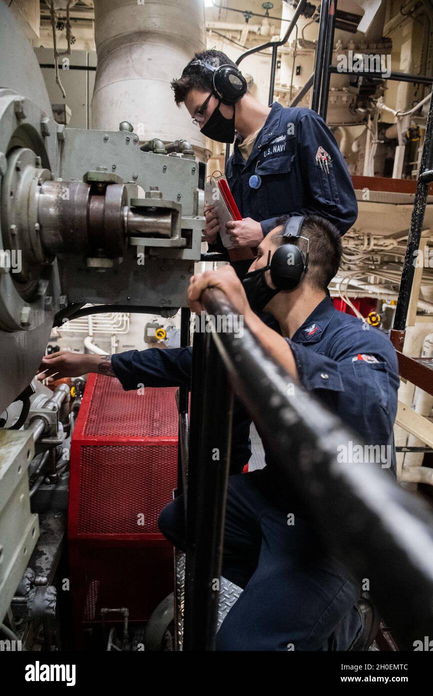210215-N-FO865-3048 GULF OF OMAN (Feb. 15, 2021) – U.S. Navy Machinist ...