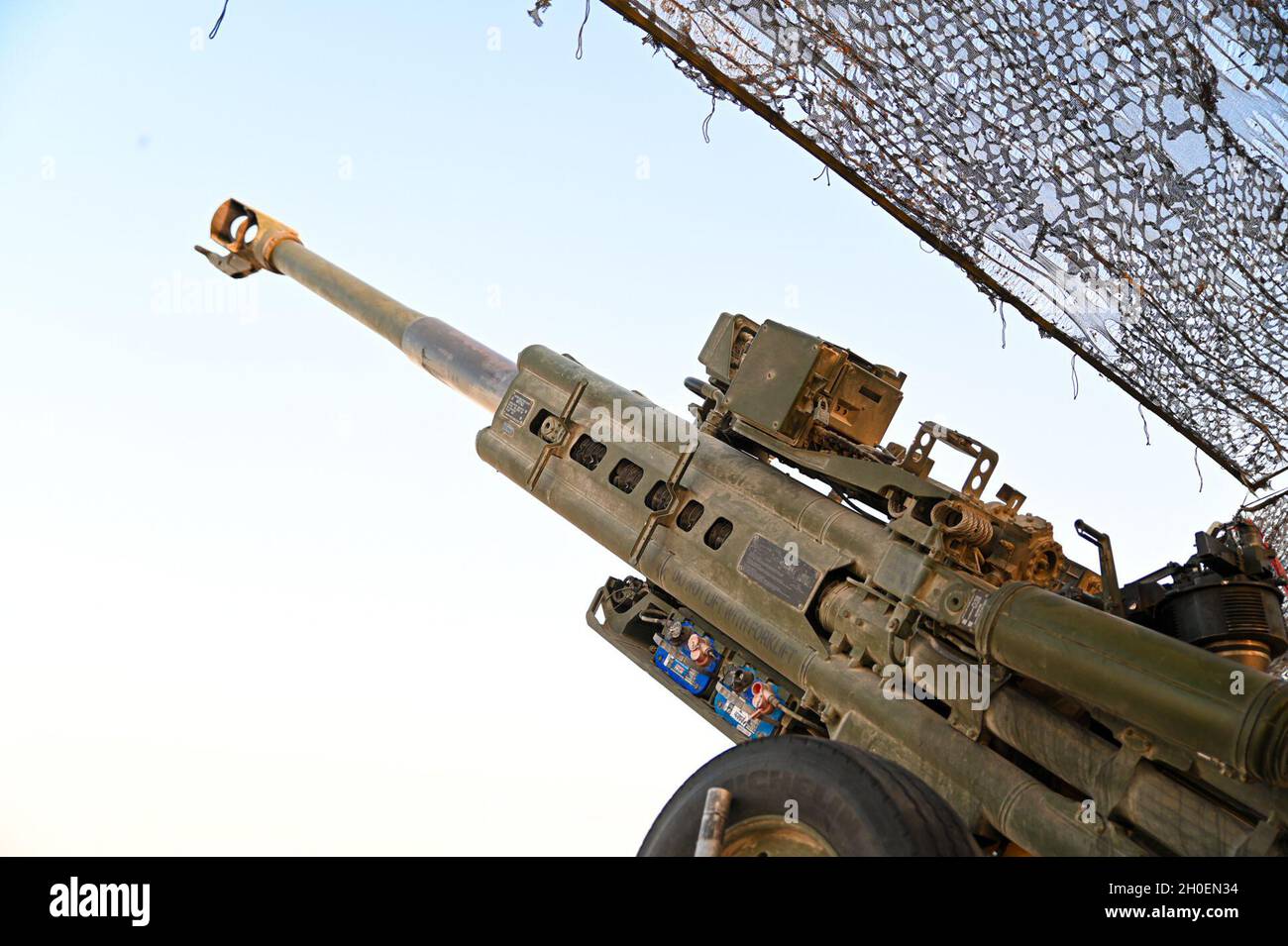 A U.S. Marine Corps M777 towed 155 mm howitzer assigned to India ...