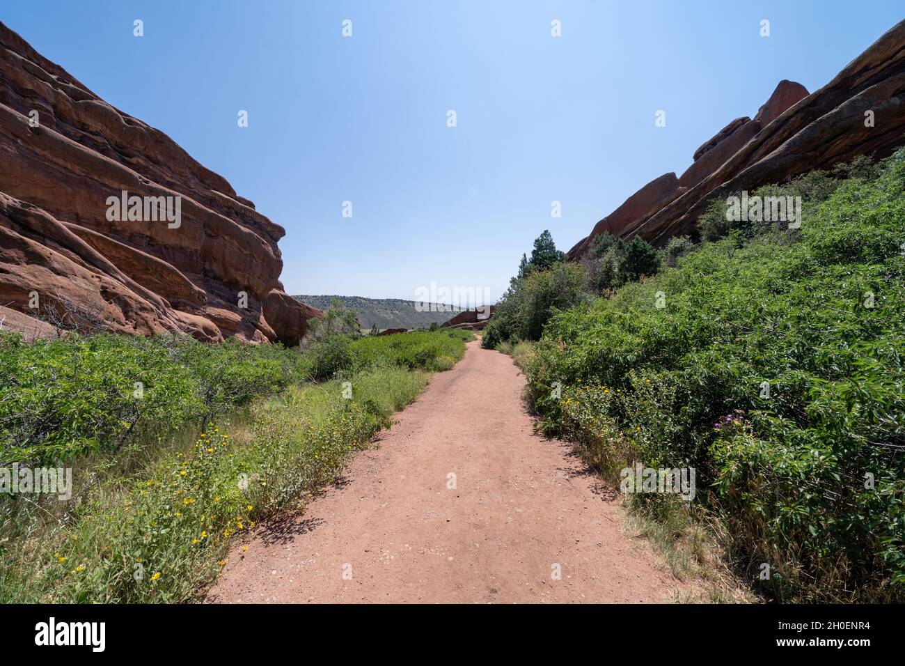 Trail through Red Rocks Park and amphitheater in Morrison Colorado ...